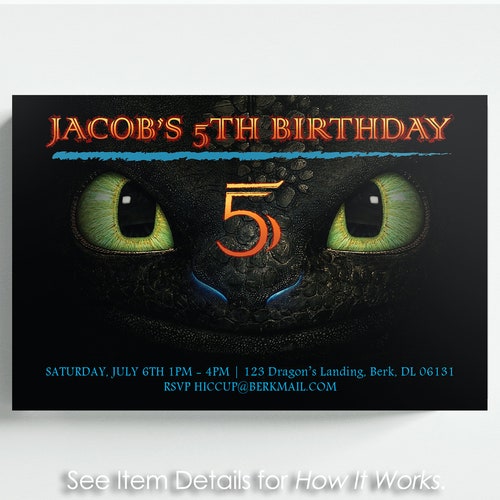 Toothless Invitation How to Train Your Dragon Birthday - Etsy