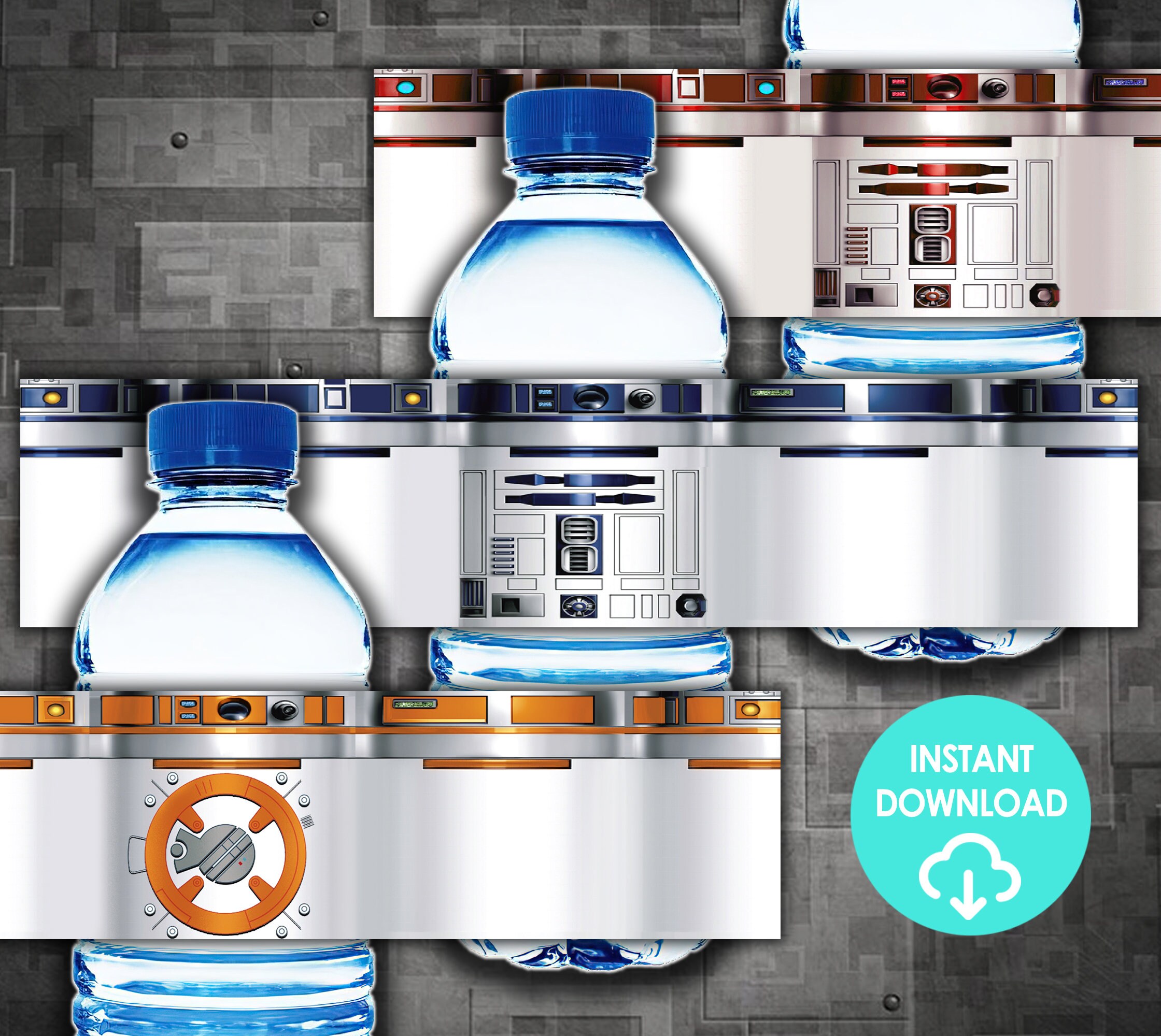 Robotic Bottle Labels 2x9 Printable DIY Instant Download - Etsy Australia