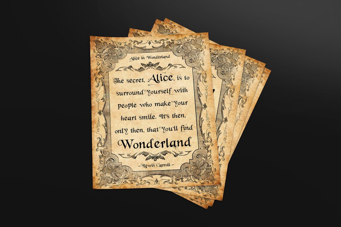 Alice in Wonderland Party Printable the Secret Alice Quote Art Sign ...