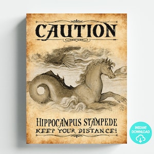Pirate Theme Wanted Poster Hippocampus Stampede Warning Sign Digital ...