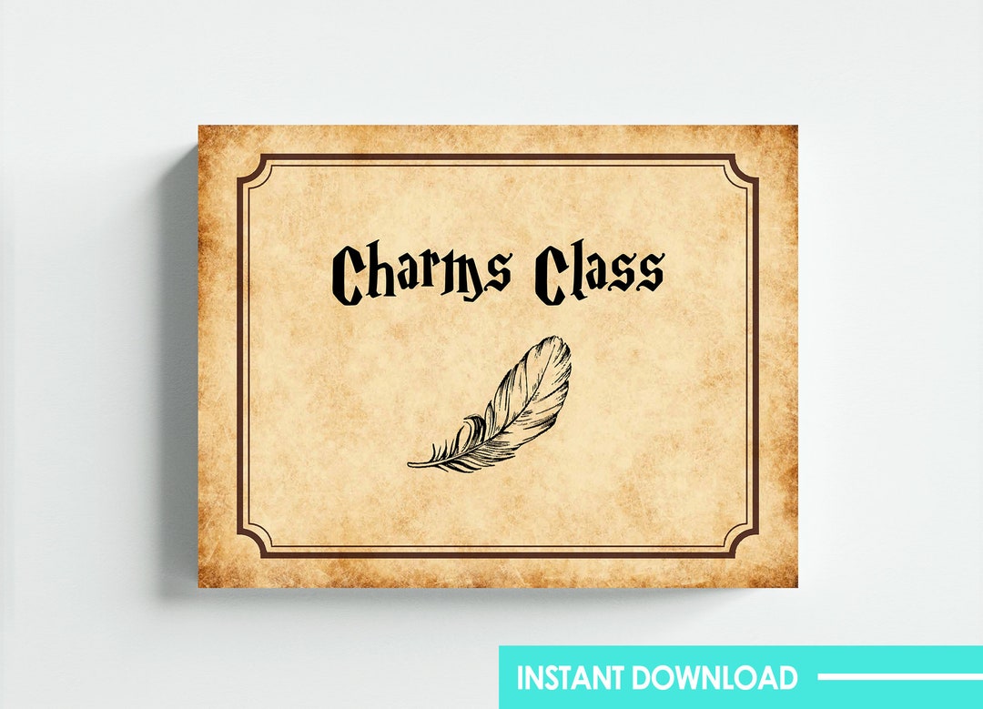 Wizard Theme Charms Class Sign Digital Download Letter Size 8.5x11 ...