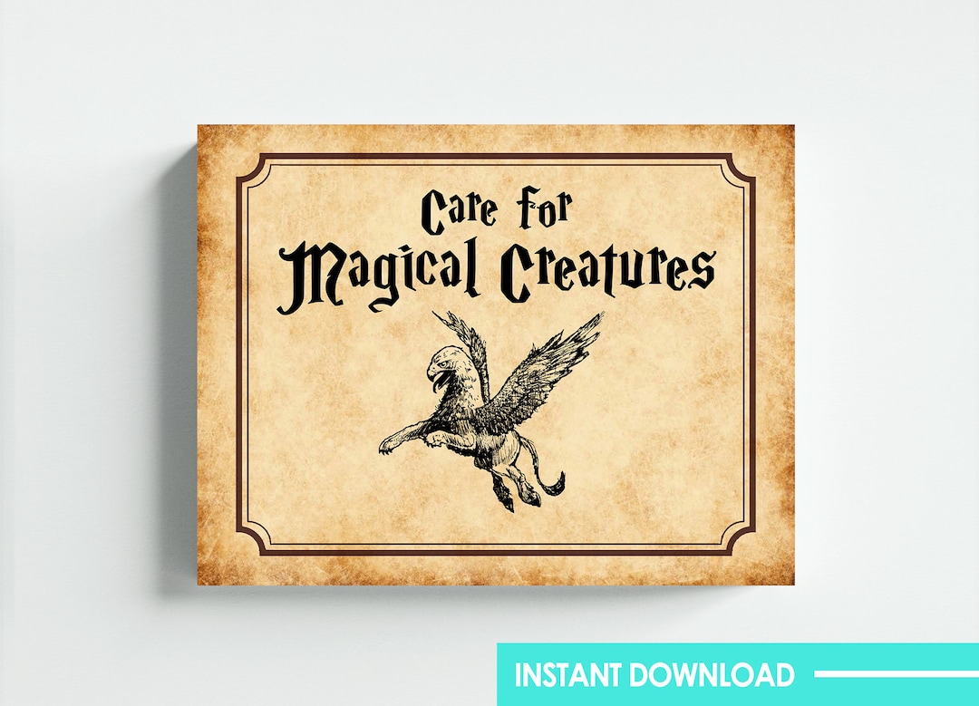 Wizard Theme Care for Magical Creatures Sign Party Decor Wall Art ...