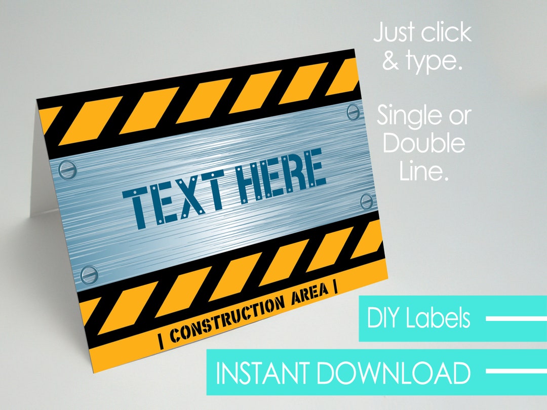 Construction Theme Birthday Party Food Tent Editable Food Tag Labels ...