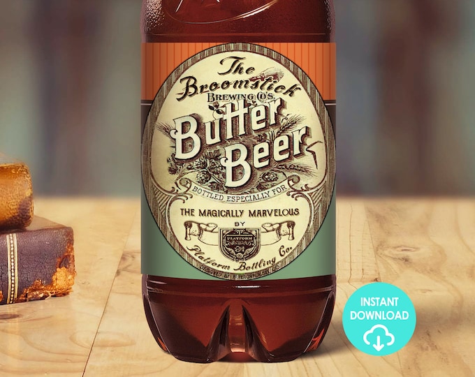 Wizard Theme Drink Label Butter Beer Label Printable DIY Instant ...
