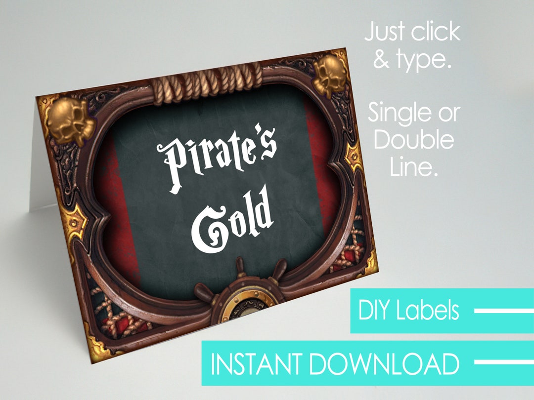 Pirate Theme Food Label Editable One Piece Pirates Food Tent Labels of ...