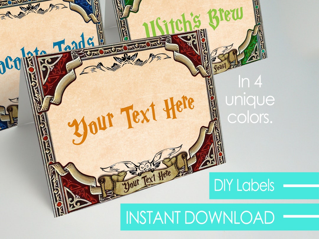 Wizard Theme Food Tents Editable Food Labels Name Cards Printable DIY ...