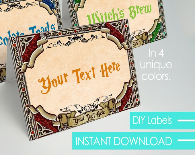 Editable Wizard Food Label Cards, Printable, Magic Theme Party Buffet ...