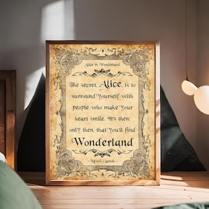 Alice in Wonderland Party Printable the Secret Alice Quote Art Sign ...