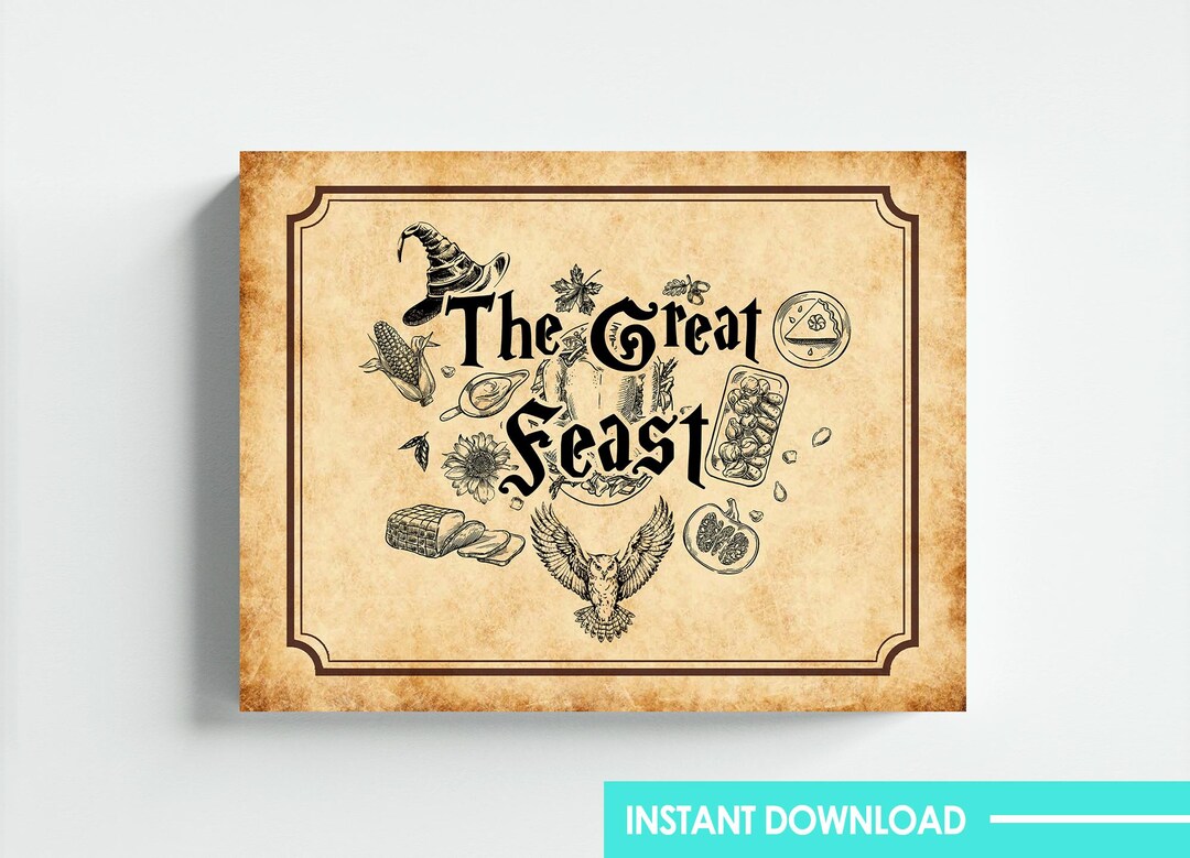 Wizard Theme the Great Feast Sign Party Decor Wall Art Digital Download ...
