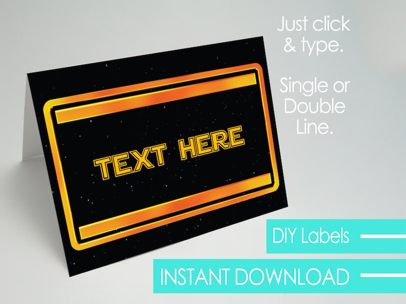 Sci-fi Star Galactic Wars Food Label, Editable, Printable Party Food ...