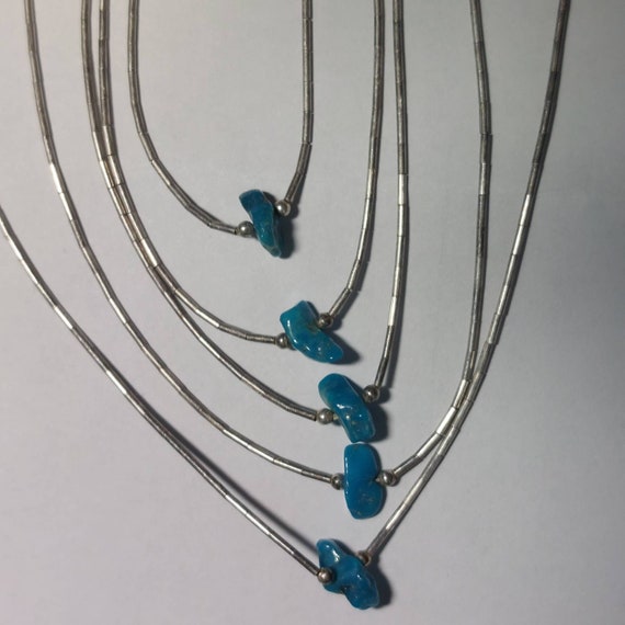 Native American Sterling Waterfall with Turquoise - Gem