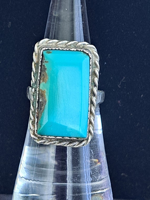 Vintage Emerald Cut Aquamarine Solitaire Cocktail Rin… - Gem