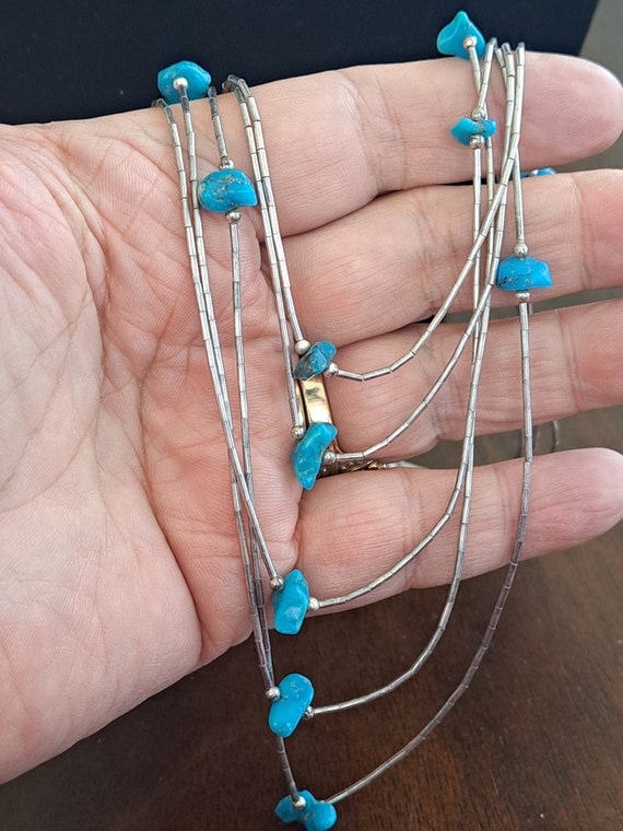 Native American Sterling Waterfall with Turquoise - Gem
