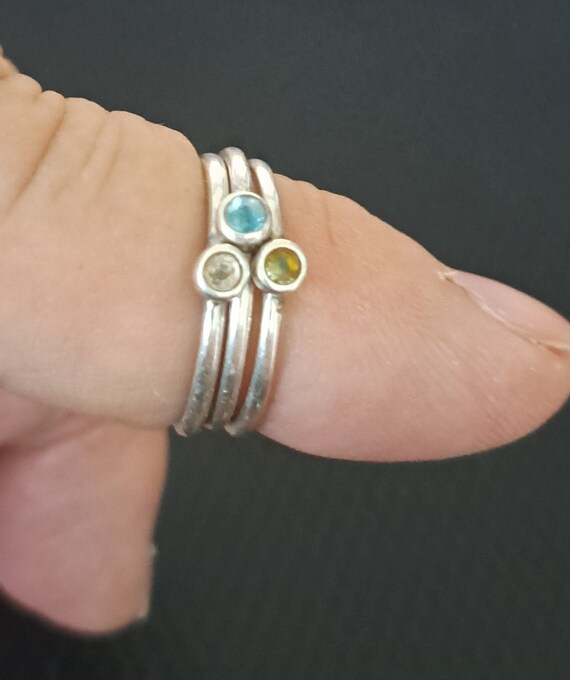 Gemstone in Sterling Stacking Rings - Gem