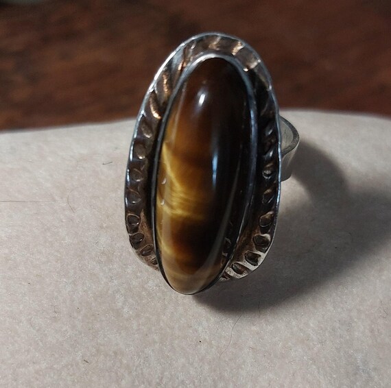 Native American Tiger's Eye and Sterling Ring - Gem