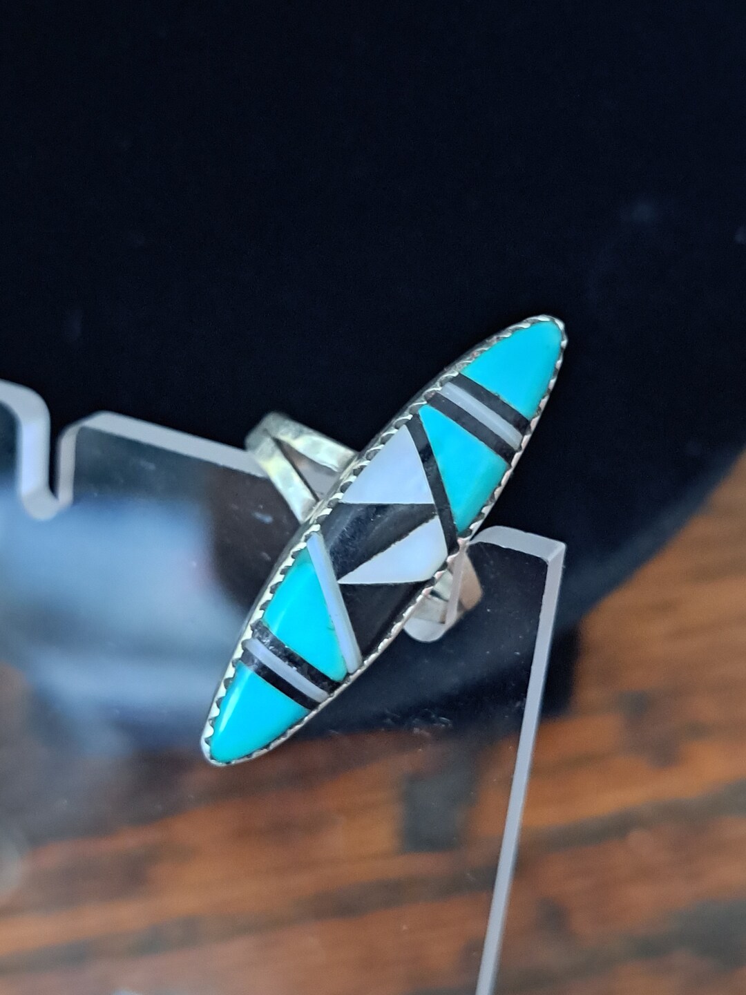 Native American Marquis Shape Inlay Ring - Etsy