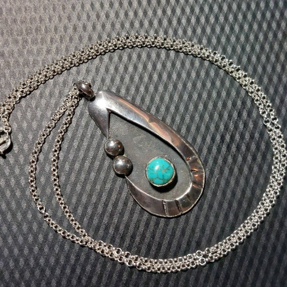 Native American Turquoise Shadowbox Pendant - Gem