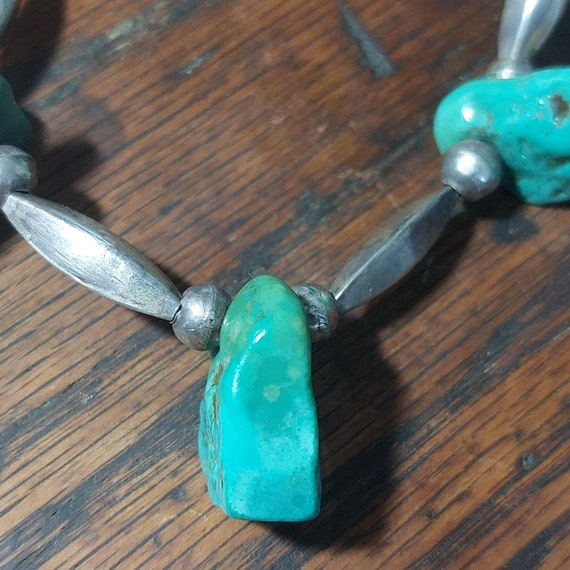 Old Native American Large Turquoise Chunk with Sterli… - Gem