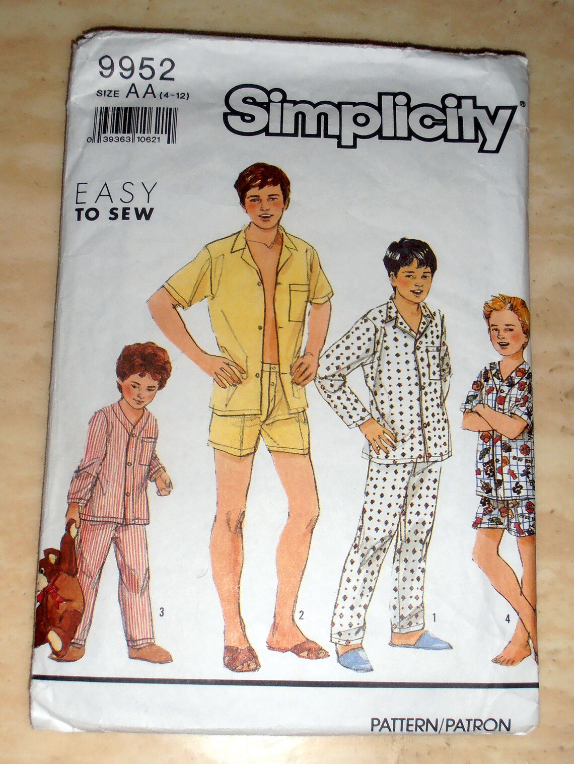 Boys Pajamas Pattern, Simplicity 9952 Sewing Pattern, Size 4-12 ...