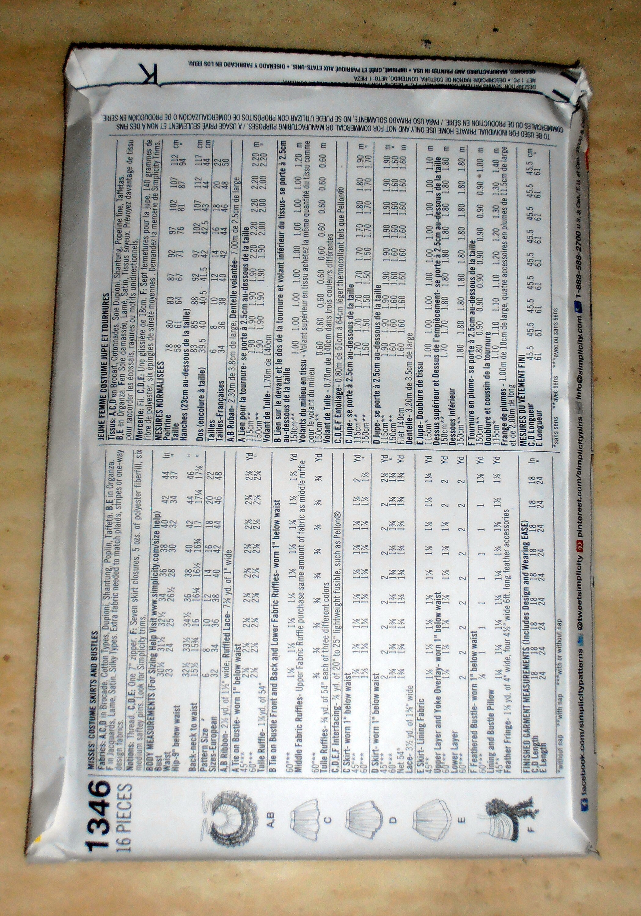 Skirts and Bustles Simplicity 1346 Costumes Plus Size Size - Etsy UK