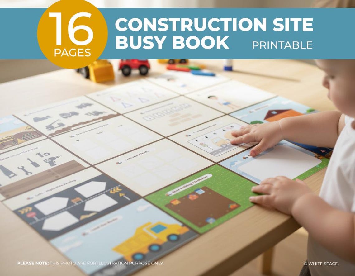 Construction Site Busy Book - Printable PDF, Preschool Activity ...