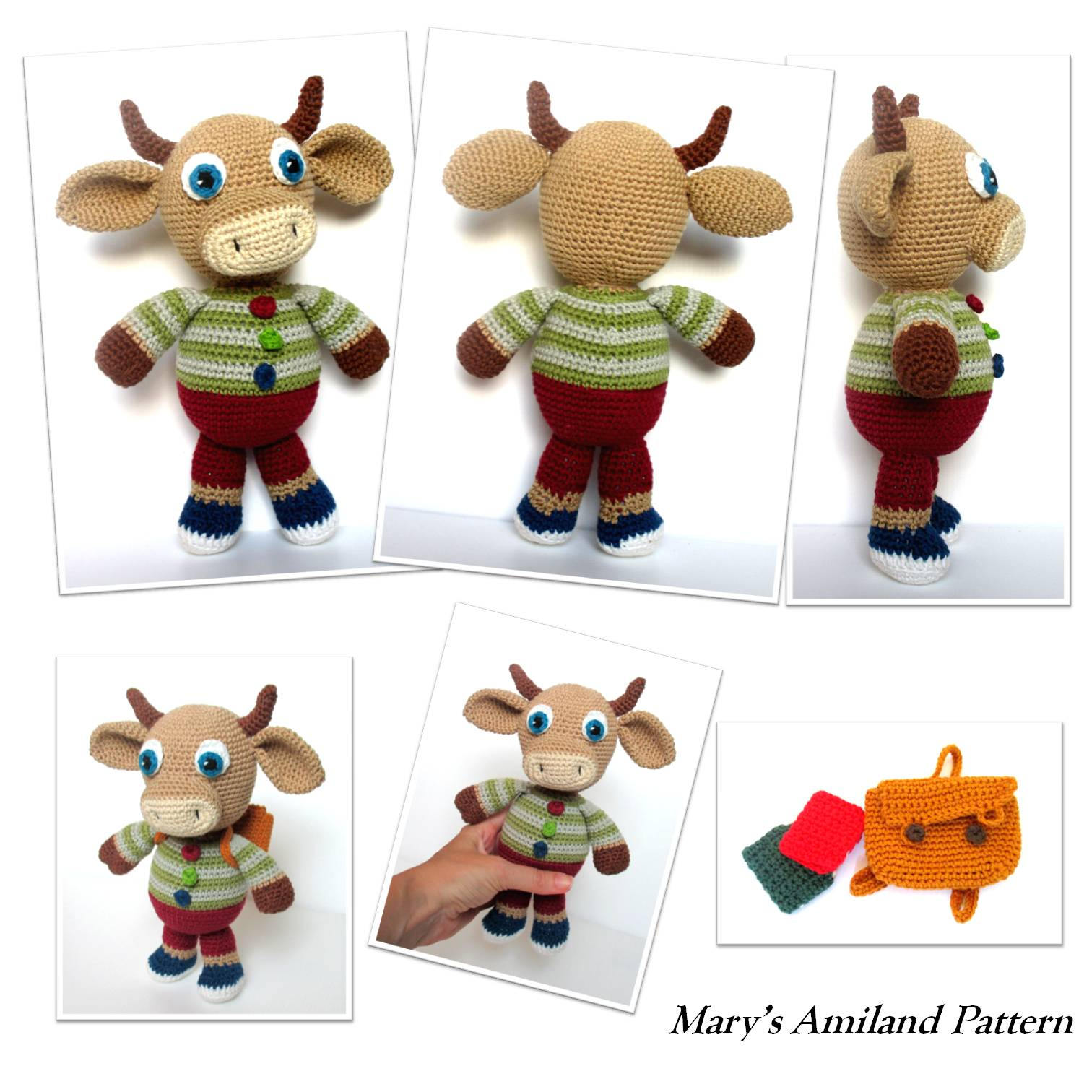 Charley Bull Cow the Ami - Amigurumi Crochet Pattern - Digital Download ...