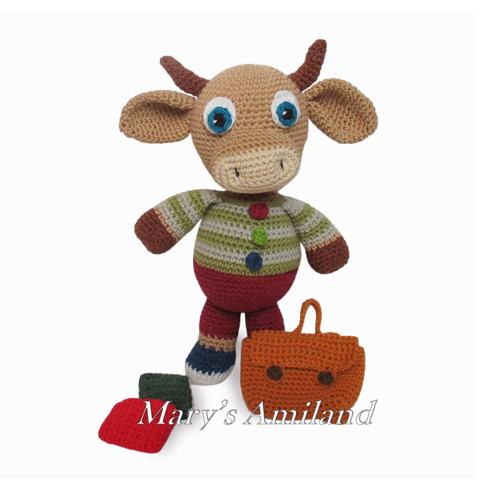 Charley Bull Cow the Ami - Amigurumi Crochet Pattern - Digital Download ...
