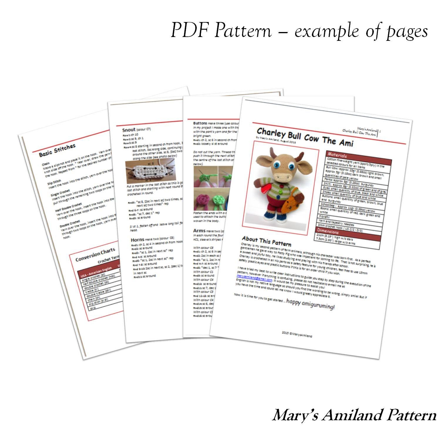 Charley Bull Cow the Ami - Amigurumi Crochet Pattern - Digital Download ...