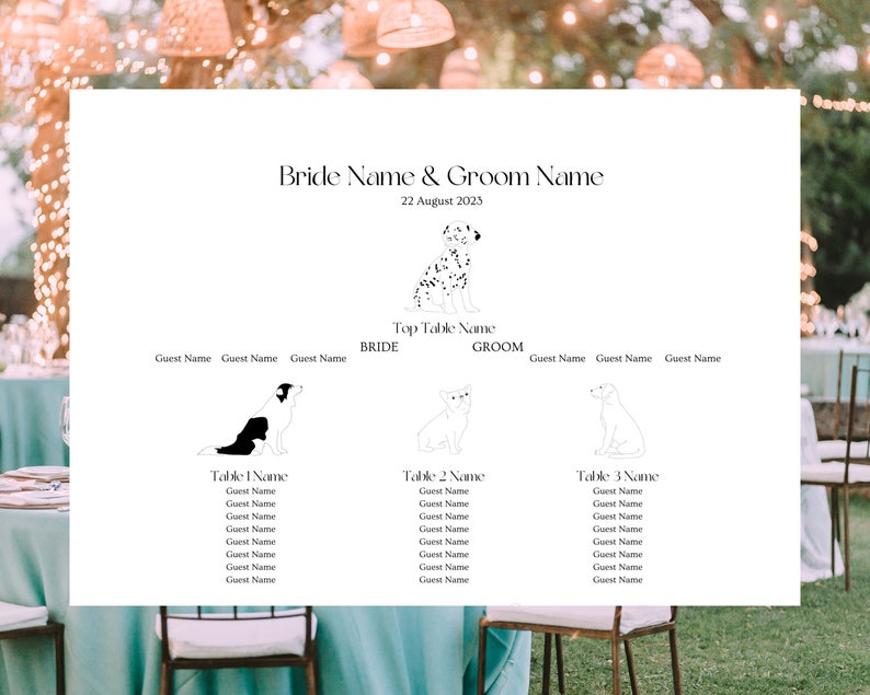 Dog Wedding Seating Chart Bespoke Plan digital A1 Pdf - Etsy