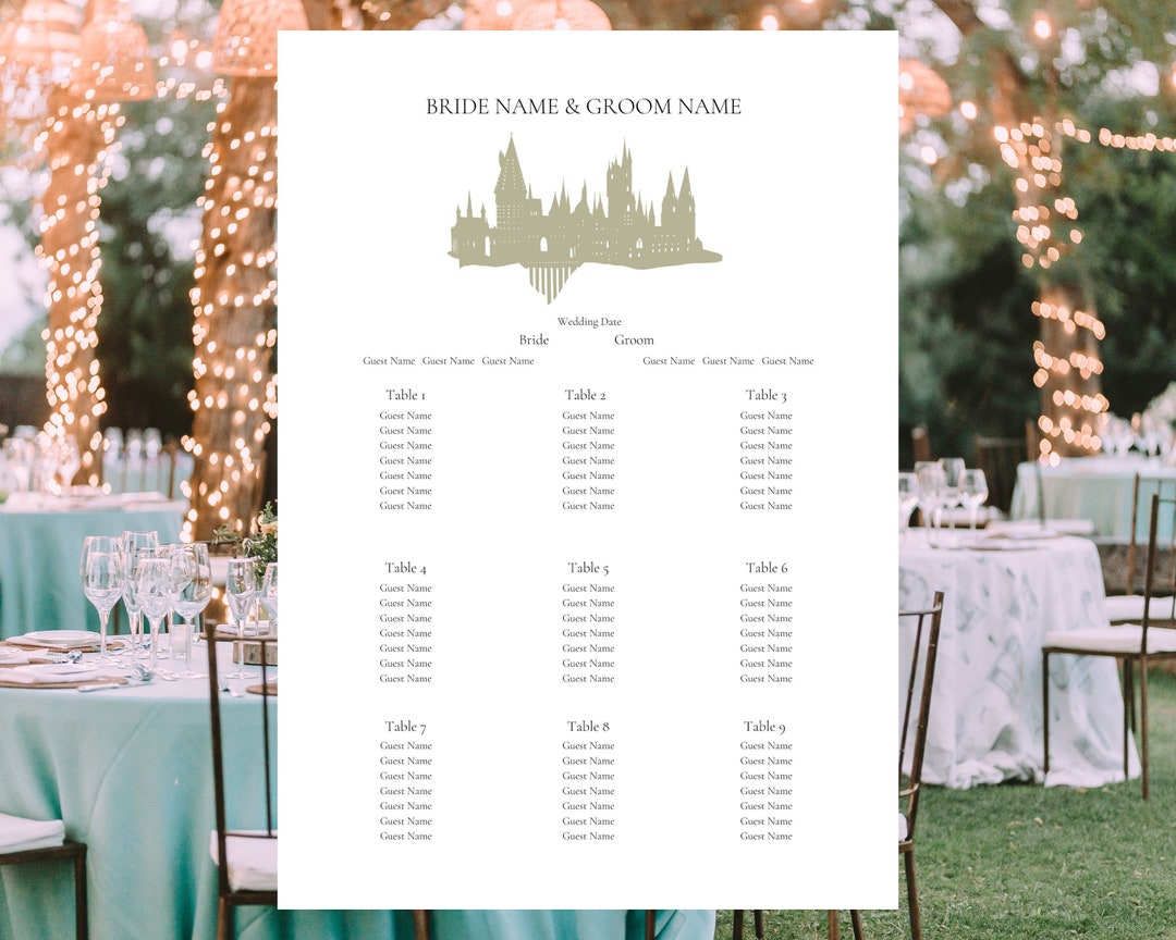 Magical Castle Wedding Seating Chart for the Boy Who Lived, Bespoke ...