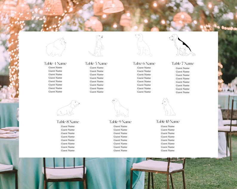 Dog Wedding Seating Chart Bespoke Plan digital A1 Pdf - Etsy