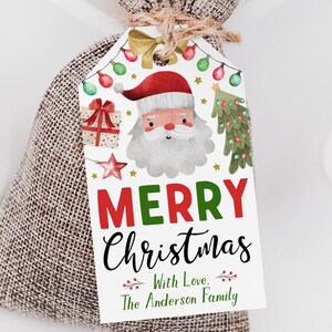 Christmas Favor Tags Editable Template, Santa Holiday Party Thank You ...
