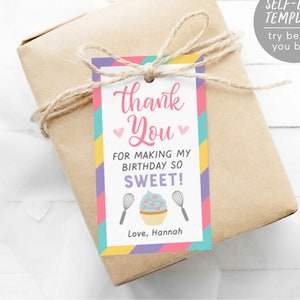 Baking Birthday Thank You Tags, Editable Cupcake Favor Tag Template ...