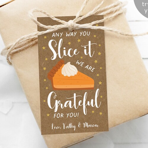 Thanksgiving Gift Tags Grateful for You Pumpkin Pie Label - Etsy