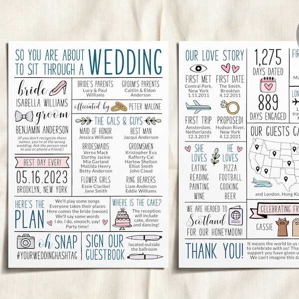Printable Wedding Infographic Program - Etsy