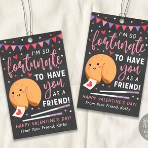 Fortune Cookie Valentine's Day Gift Tags Editable Template, Fortunate ...