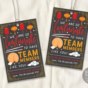 Fortune Cookie Thank You Gift Tags Editable Template, Teacher Staff ...
