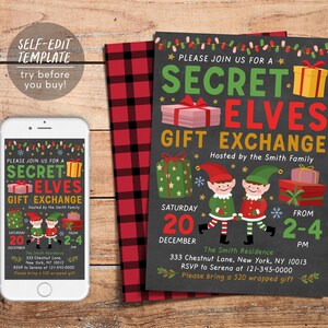 Secret Elves Gift Exchange Invitation Editable Template, Secret Elf ...