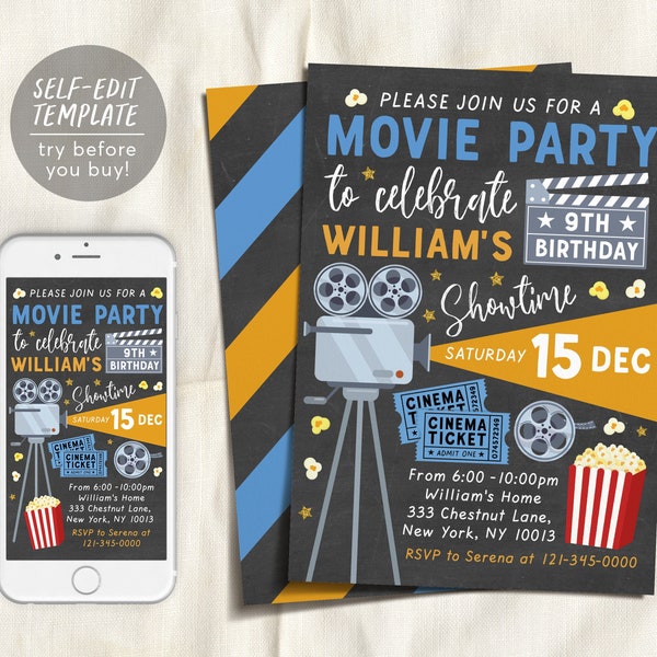 Outdoor Movie Theater Birthday Invitation - Etsy