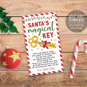 Santa's Magical Key Editable Template, Magic Key Tag No Chimney ...