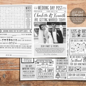 Mini Newspaper Wedding Program Editable Template, Wedding Timeline ...