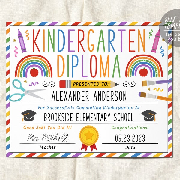 Certificate of Completion Kindergarten - Etsy