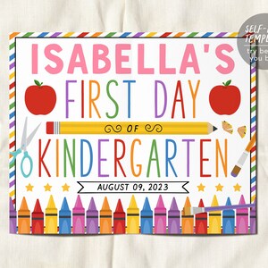 Back to School Sign Editable Template, First Day of Elementary School ...