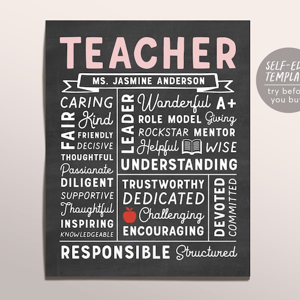 Teacher Chalkboard - Etsy