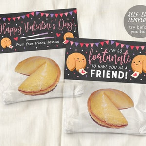 Fortune Cookie Valentine's Day Gift Bag Toppers Editable Template ...