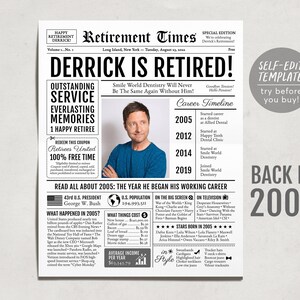Editable Retirement Celebration Sign, Unique Newspaper Retirement Gifts ...