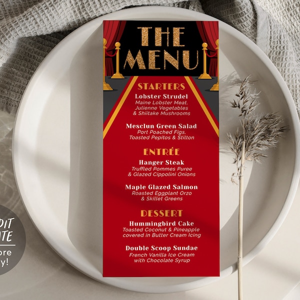 Wedding Menu Template Star - Etsy