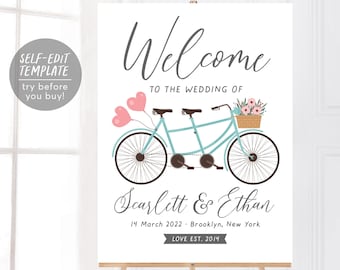 Welcome Sign Tandem Bike - Etsy