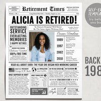 Retirement Newspaper Template, Gift for Retirement, Work Anniversary ...