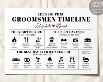 Wedding Weekend Handout Template - Etsy